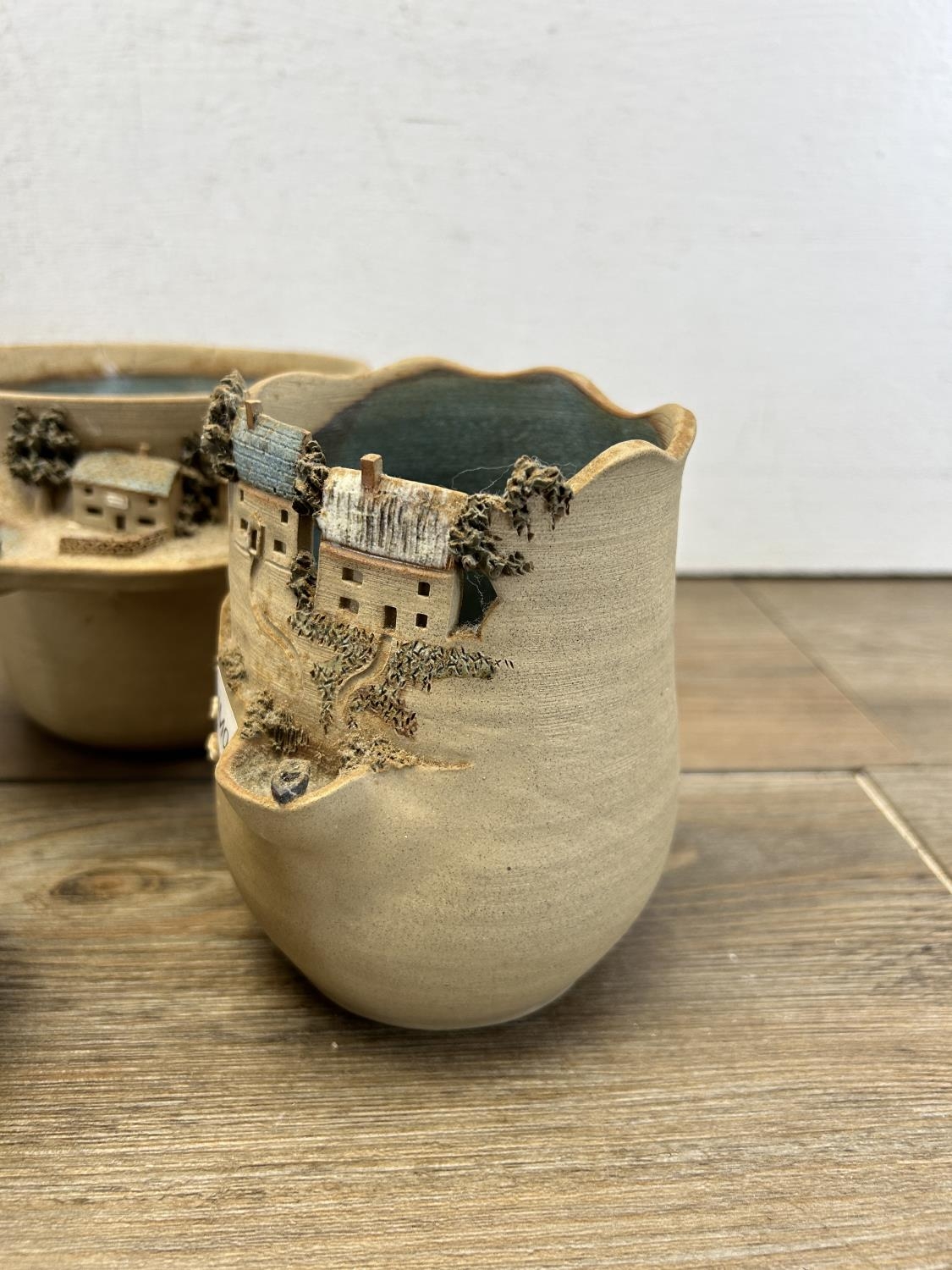 Six pieces of Pippa's Pottery unusual stoneware