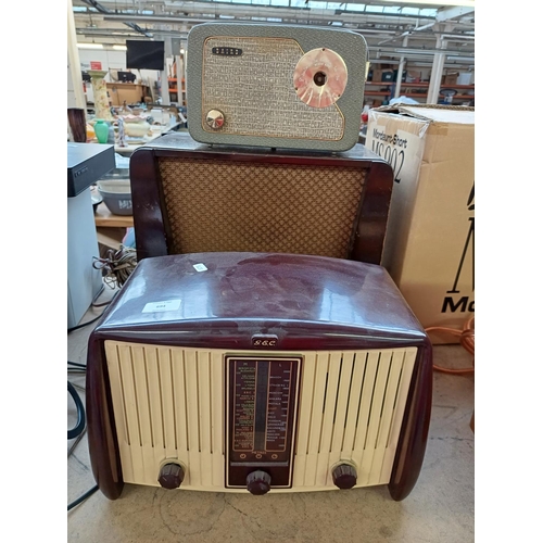 Three vintage radios, one mid 1950s GEC BC3248 five-valve three-band ...