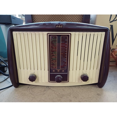 Three vintage radios, one mid 1950s GEC BC3248 five-valve three-band ...