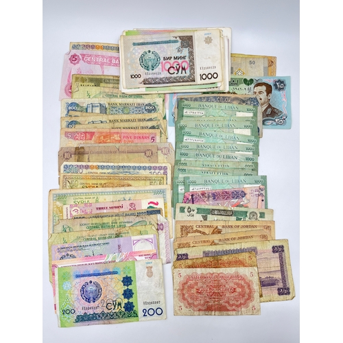 A large collection of banknotes