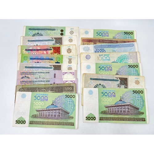 A large collection of banknotes