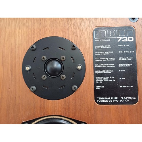 A pair of 1970s Mission Electronics 730 8Ω three-way hi-fi speakers ...