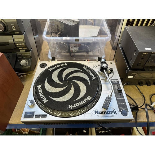 A Numark TT-1510 belt-drive two-speed turntable with pitch adjust