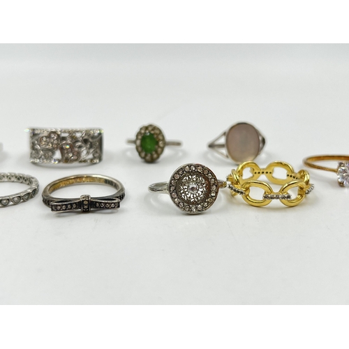 Ten .925 silver rings - approx. gross weight 25g