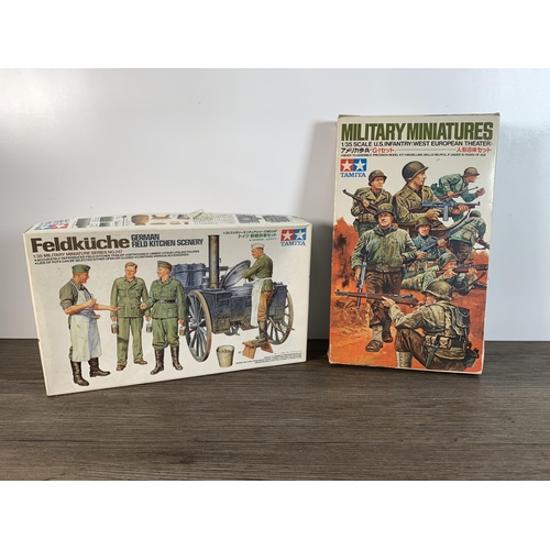 Twelve boxed Tamiya Military Miniature Series 1/35 precision model kits