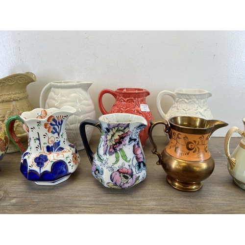 Nine ceramic jugs to include W. Ridgway & Co Hanley stoneware, Keeling ...