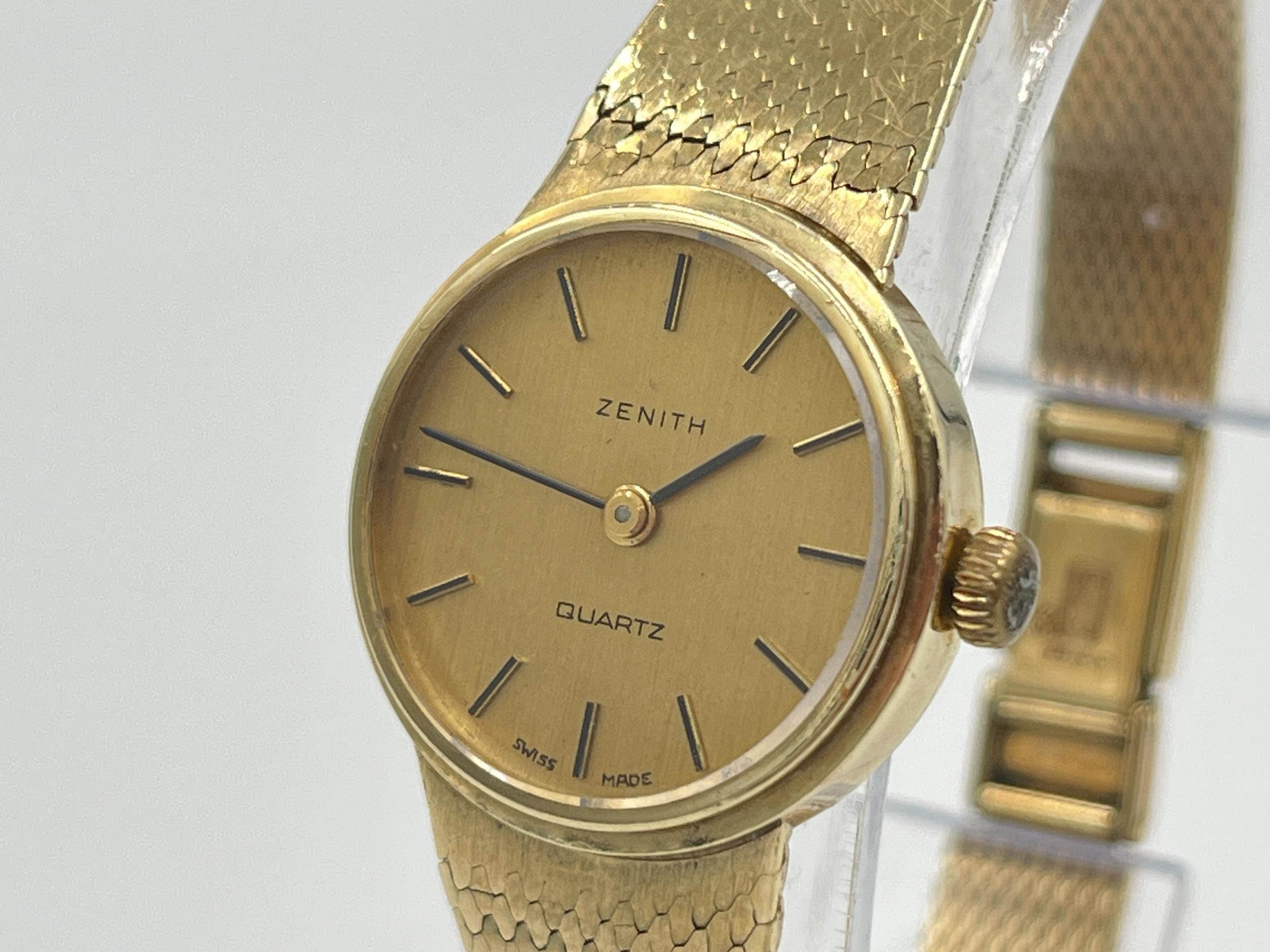 A mid 20th century Zenith lady's quartz wristwatch hallmarked 9ct gold ...