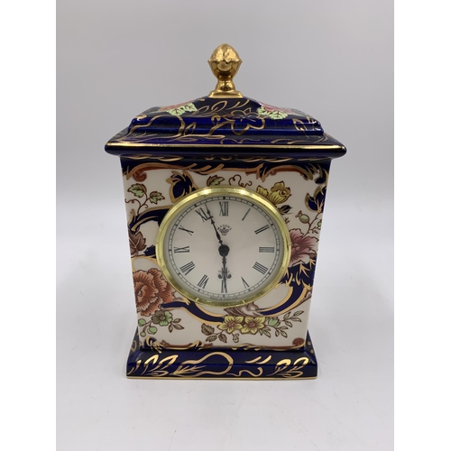Two Mason's Ironstone Mandalay quartz mantel clocks to include The ...