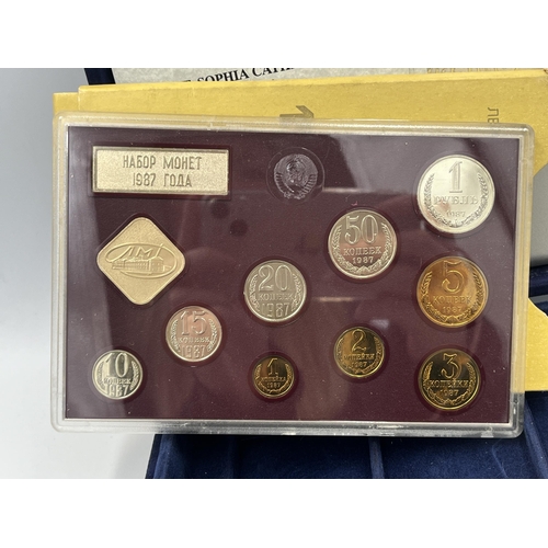 A cased collection of Russian proof coins to include cased 1983 and ...