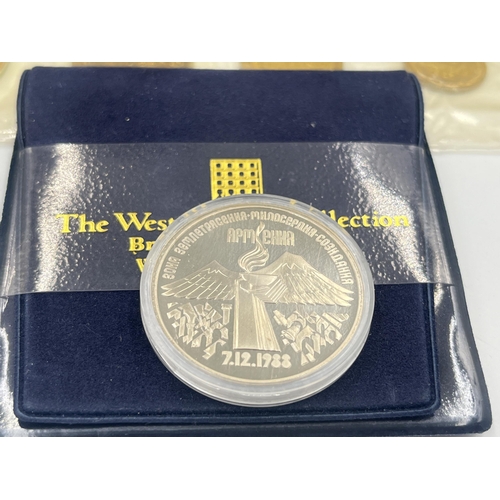 A cased collection of Russian proof coins to include cased 1983 and ...