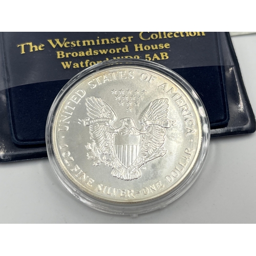 Two silver proof coins with certificates of authenticity, one .999 1993 ...