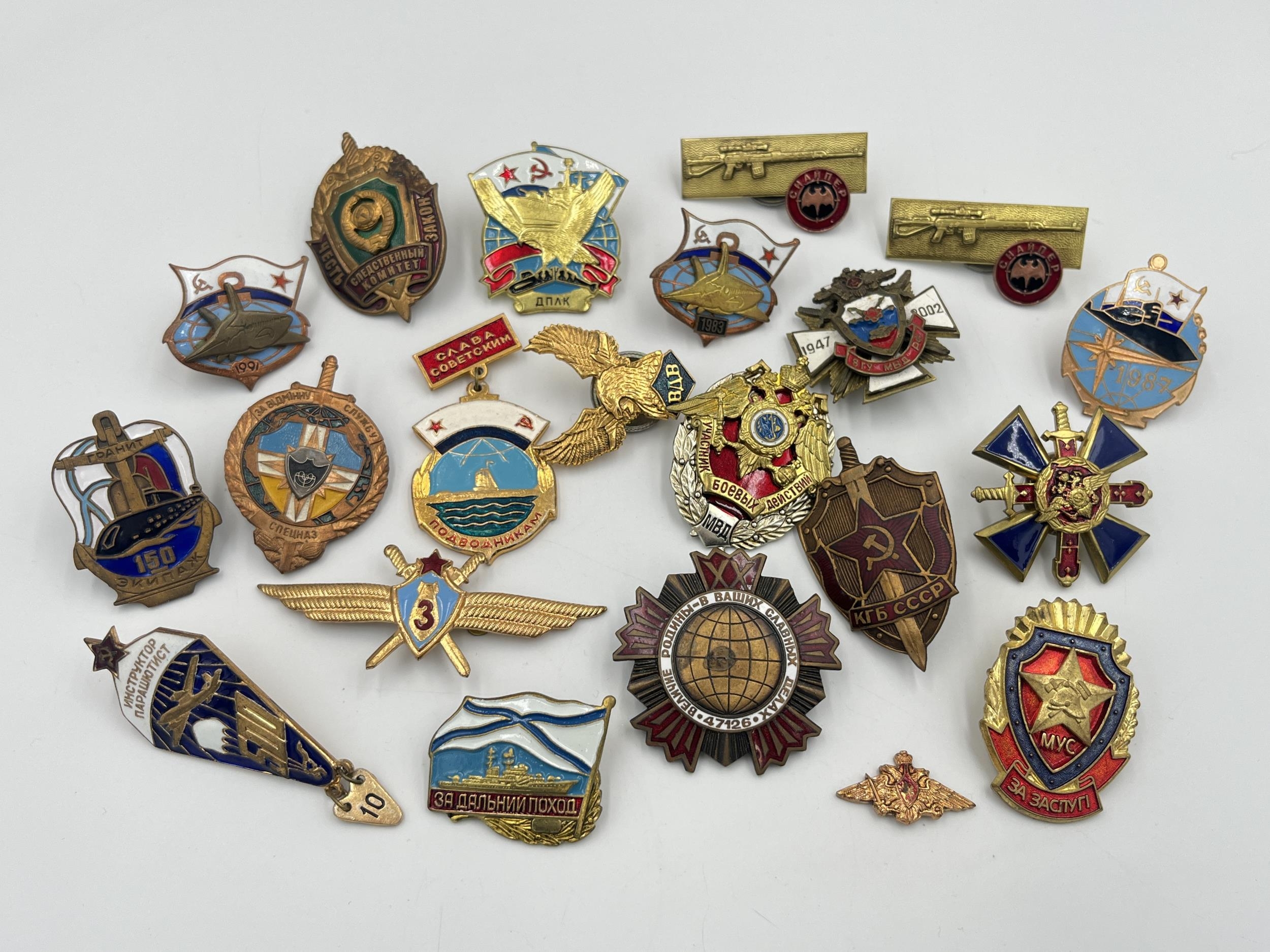 Twenty Russian badges