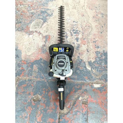 A Titan TTL688-HDC petrol hedge cutter