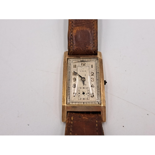 An Art Deco hallmarked 9ct gold cased Laco wristwatch with Durex ...