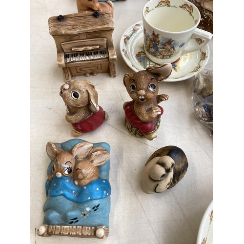 A collection of items to include Pendelfin rabbit figurines, four ...