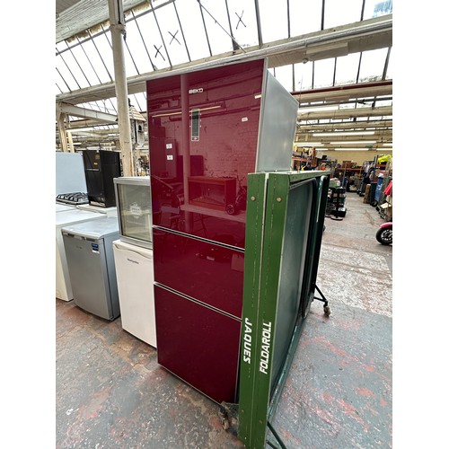 A Beko CFF6873GR upright three door fridge freezer - approx. 183cm high