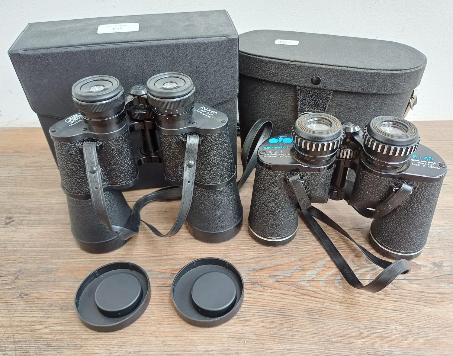 Two cased pairs of extra wide angle binoculars, one Mark Scheffel de ...