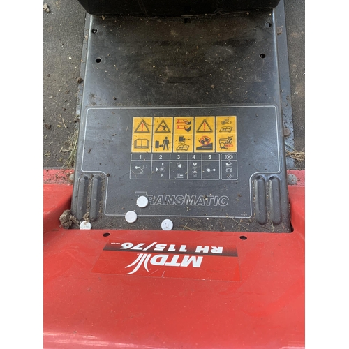 An MTD Transmatic RH115/76 ride on lawnmower