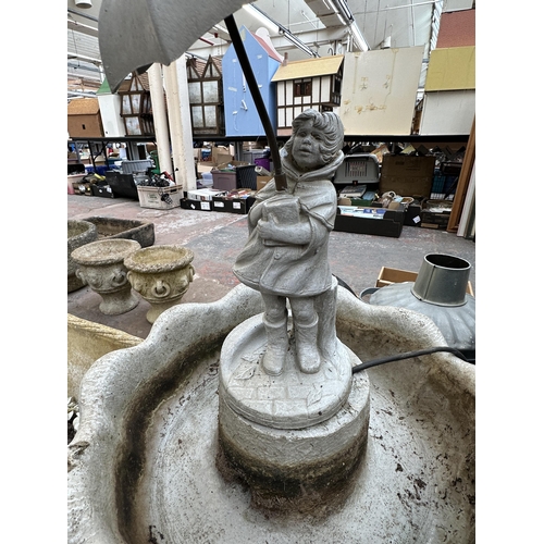 A cast stone garden water feature - approx. 80cm high