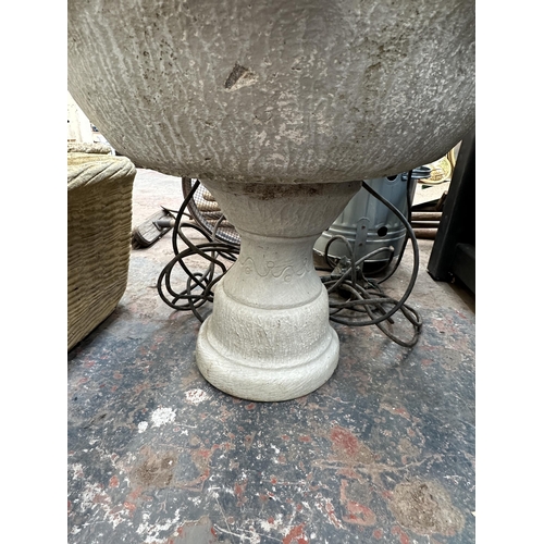 A cast stone garden water feature - approx. 80cm high