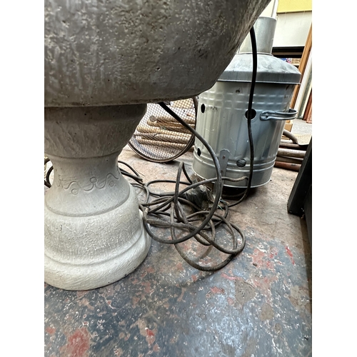 A cast stone garden water feature - approx. 80cm high