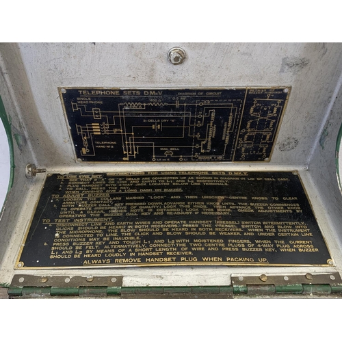 A WWII MK.V. Field telephone and Morse code set - approx. 16cm high x ...
