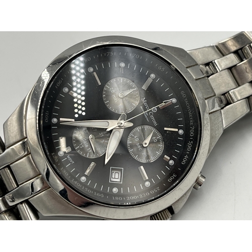 Two stainless steel chronograph quartz men's watches, one Citizen Eco ...