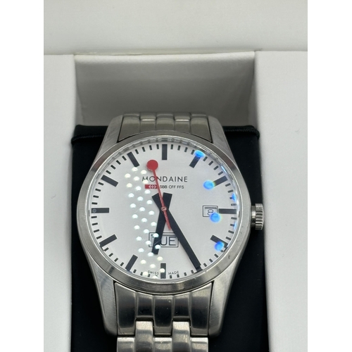 A boxed Mondaine SBB CFF FFS Official Swiss Railways stainless steel ...