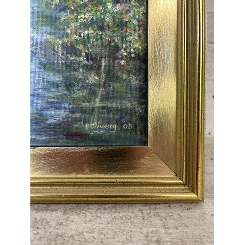 Five pictures to include Patricia Clivery acrylic on canvas of ...