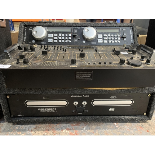 A part cased DJ mixing console comprising America Audio DCD-PRO310 ...