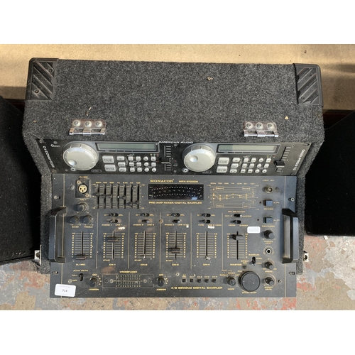 A part cased DJ mixing console comprising America Audio DCD-PRO310 ...