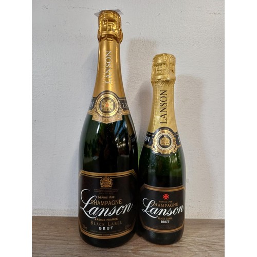 Two bottles of Lanson Black Label brut Champagne sparkling wine, one ...