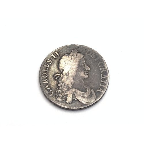 A 1664 Charles II 92.5% silver crown coin
