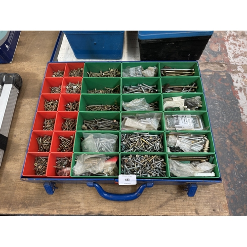 Three boxes, one Reisser containing srews, one plastic tool containing ...