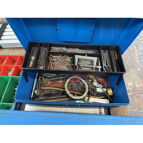 Three boxes, one Reisser containing srews, one plastic tool containing ...