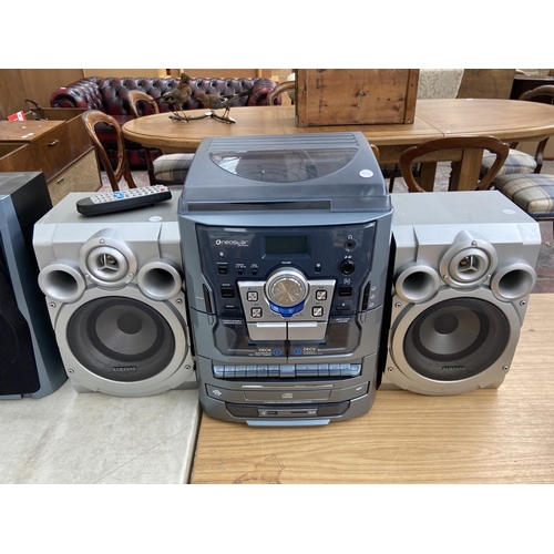 Two Neostar HF-638PE/BT stereo systems with speakers with one remote ...