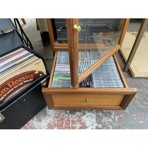 A hi-fi cabinet containing Pye stereo system comprising CD player, twin ...