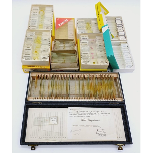 A collection of boxed microscope slides to include NBS 'Parts of a ...