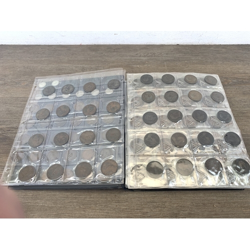 A coin album and seven coin album pages containing pre-decimal British ...