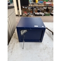 A Leigh Safes blue metal safe with key - approx. 24cm high x 30cm wide ...