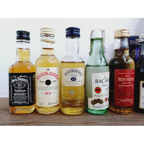 Fifteen alcohol miniatures to include 5cl Bruichladdich 10 year old ...