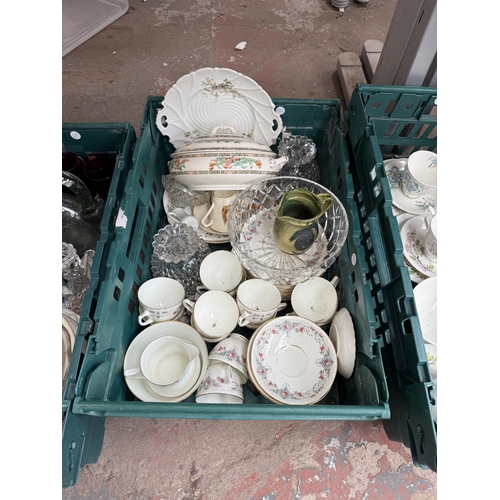 Three boxes containing Royal Albert ceramics, hand painted stoneware ...