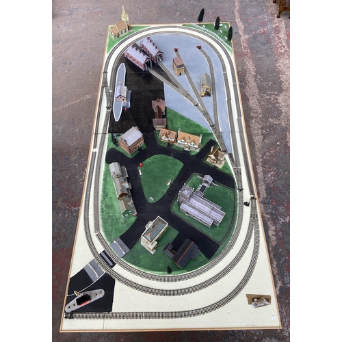 A scratch built 00 gauge model railway board layout with Peco track and ...