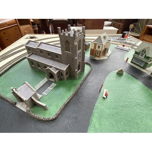 A scratch built 00 gauge model railway board layout with Peco track and ...