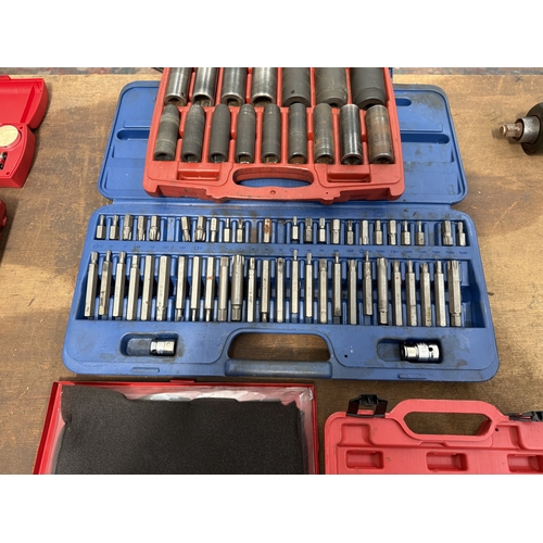 Four items, one Sealey AK21956 bit set, one Sealey AK5816M impact ...