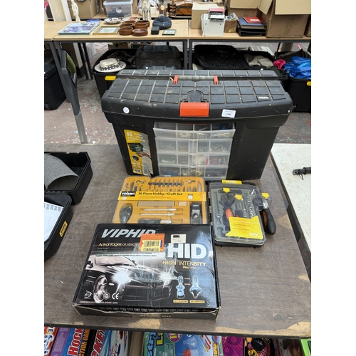 Four items, one Zag 60cm tool box with contents, one Rolson Hobby Craft ...