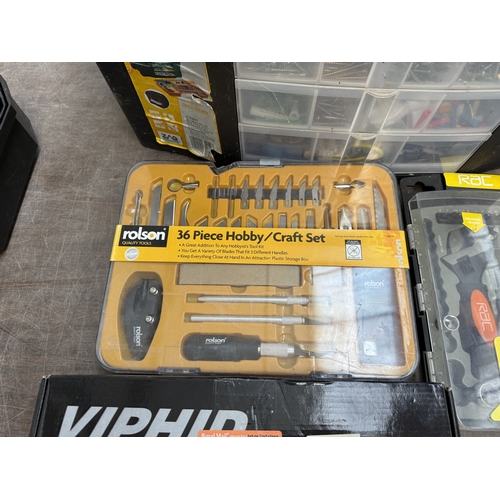 Four items, one Zag 60cm tool box with contents, one Rolson Hobby Craft ...