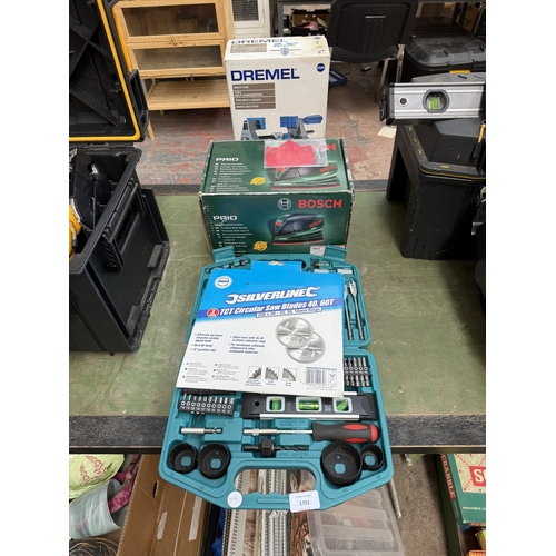 Five items, one Dremel Multi vice, one Bosch cordless multi sander, one ...