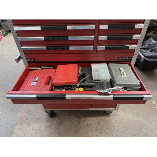 A Sealey Premier tool chest on castors with contents - approx. 155cm ...