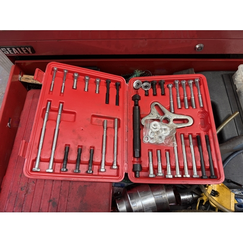 A Sealey Premier tool chest on castors with contents - approx. 155cm ...